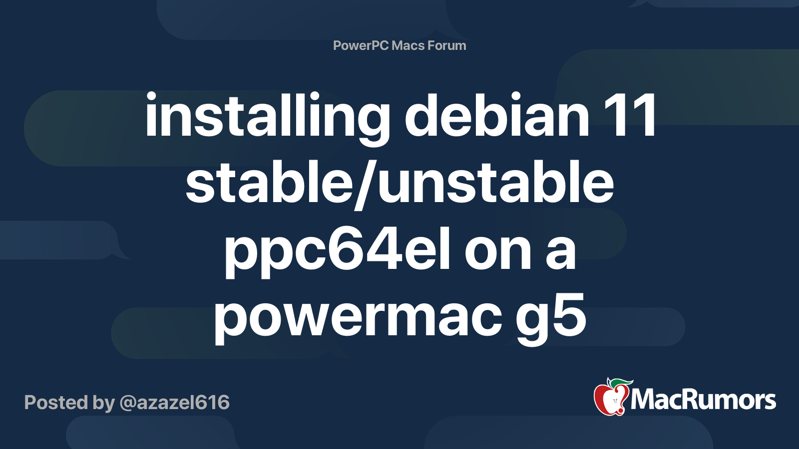installing debian 11 stable/unstable ppc64el on a powermac g5 | MacRumors Forums