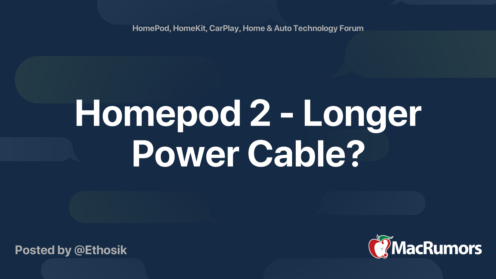 Homepod 2 - Longer Power Cable? | MacRumors Forums