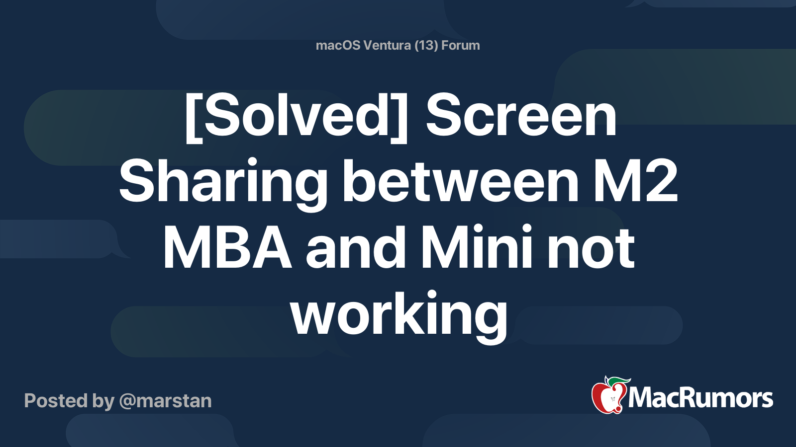 [Solved] Screen Sharing between M2 MBA and Mini not working | MacRumors Forums