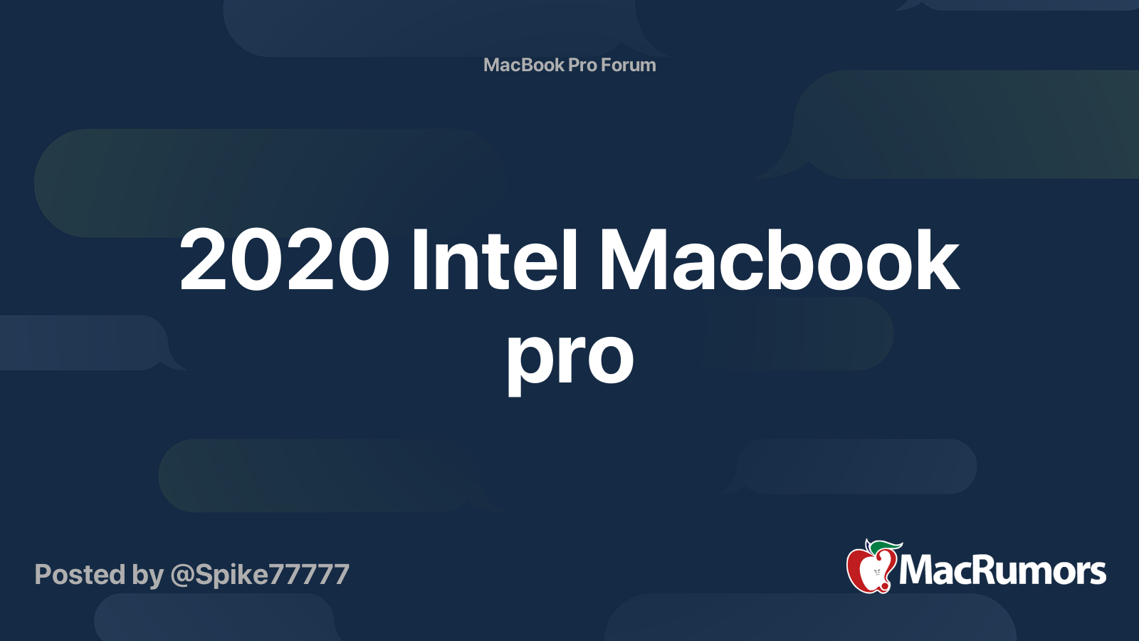 2020 Intel Macbook pro | MacRumors Forums