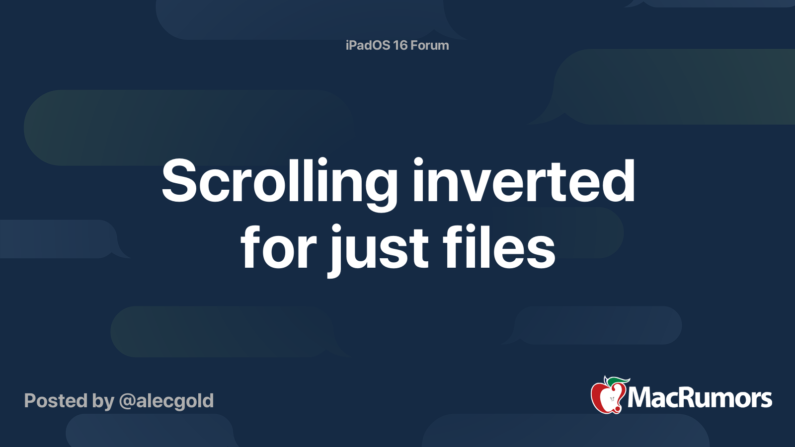 Scrolling inverted for just files | MacRumors Forums