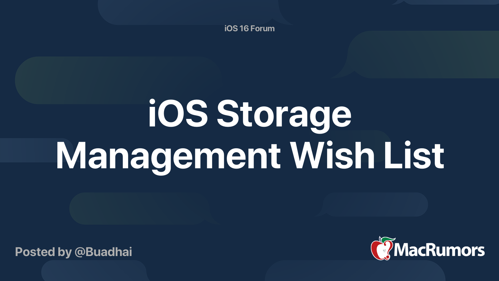 iOS Storage Management Wish List | MacRumors Forums