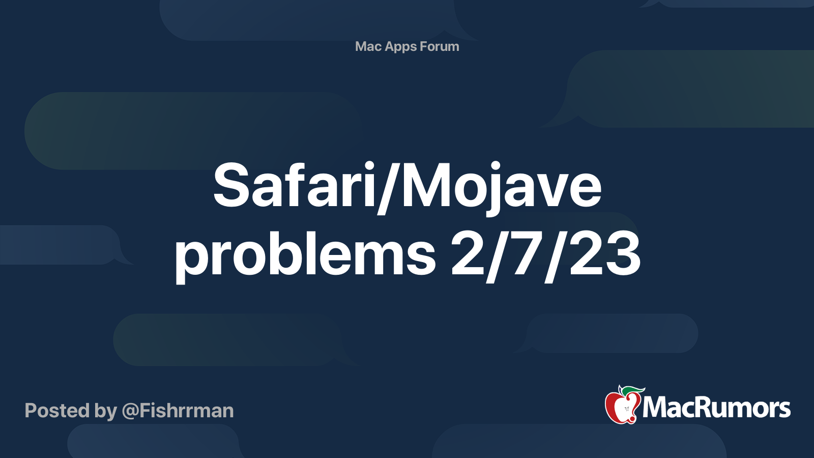Safari/Mojave problems 2/7/23 | MacRumors Forums