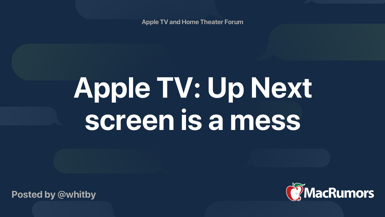 Apple TV: Up Next screen is a mess | MacRumors Forums