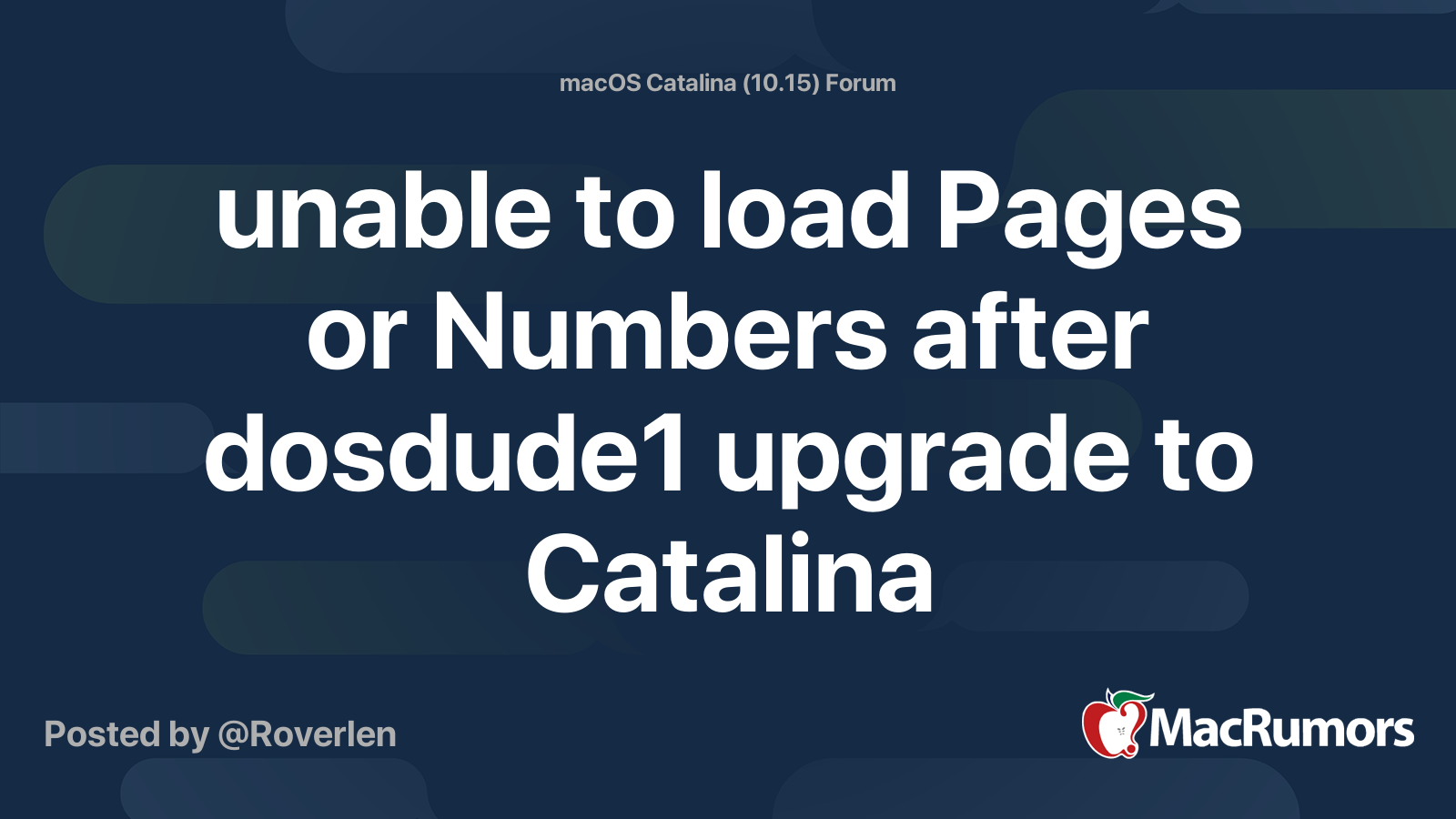unable to load Pages or Numbers after dosdude1 upgrade to Catalina | MacRumors Forums