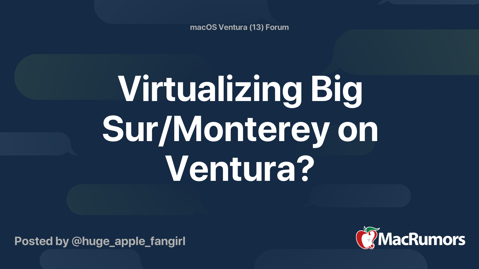 Virtualizing Big Sur/Monterey on Ventura? | MacRumors Forums