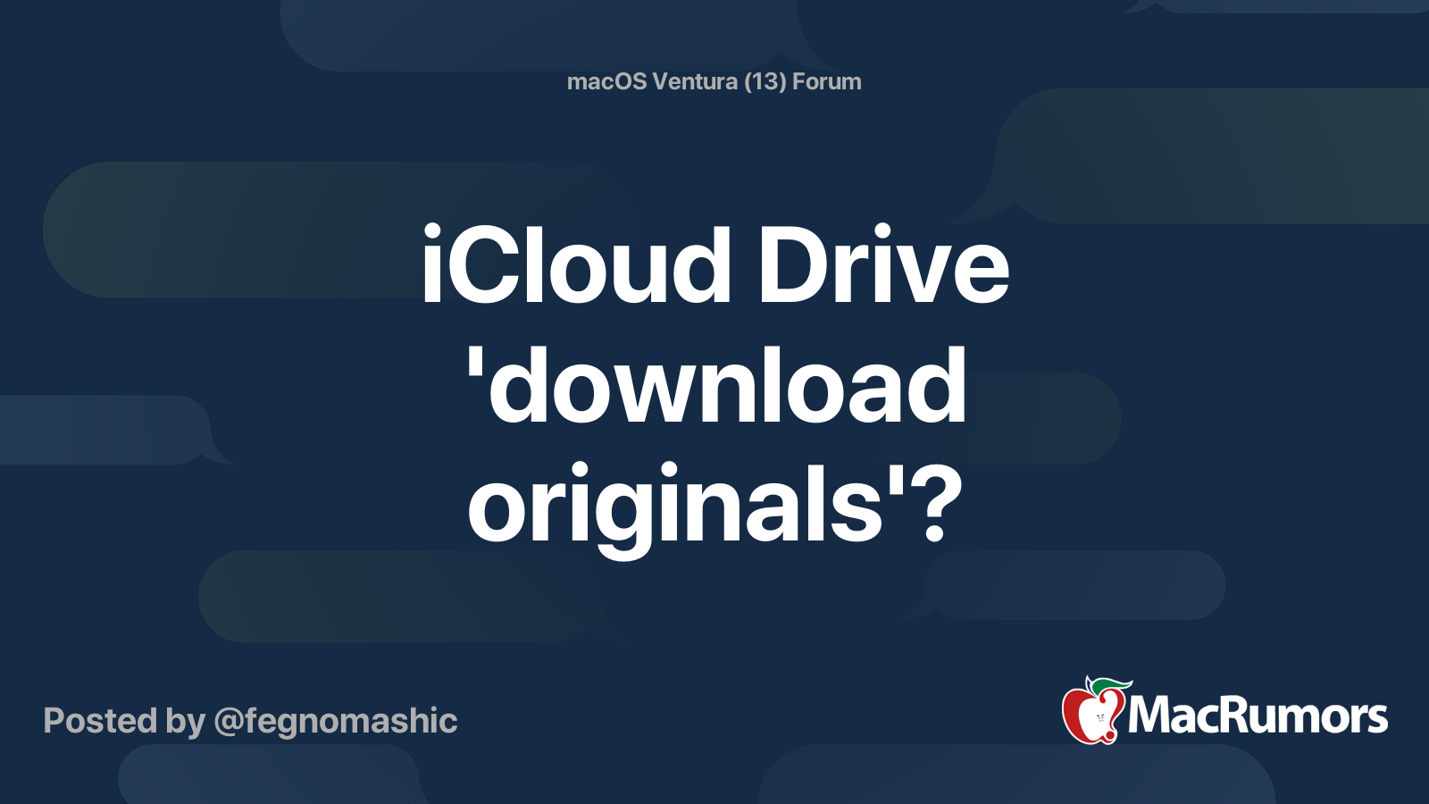 iCloud Drive 'download originals'? | MacRumors Forums
