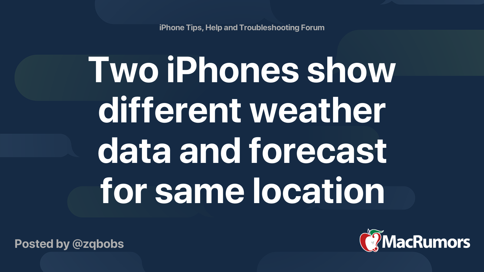 Two iPhones show different weather data and forecast for same location | MacRumors Forums