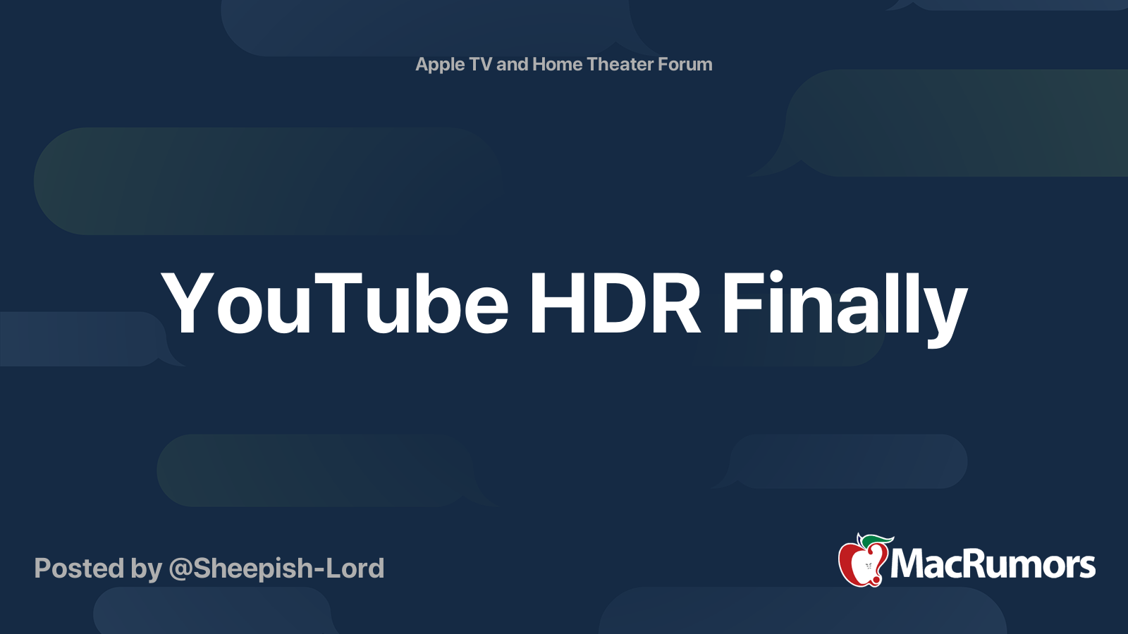 YouTube HDR Finally | MacRumors Forums