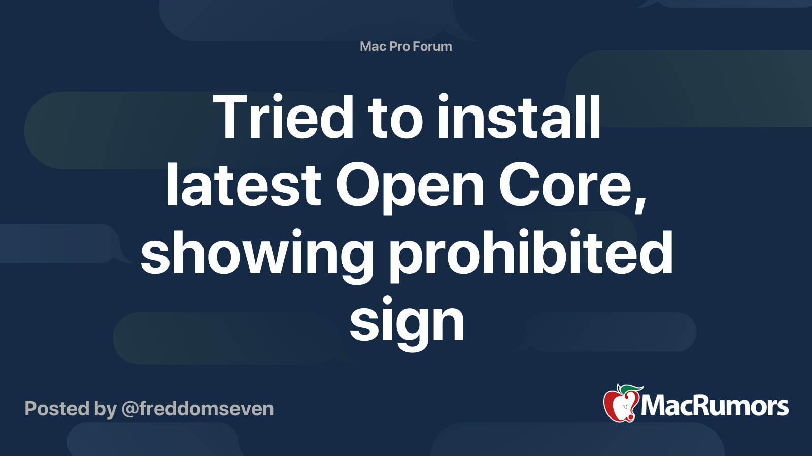 Tried to install latest Open Core, showing prohibited sign | MacRumors ...