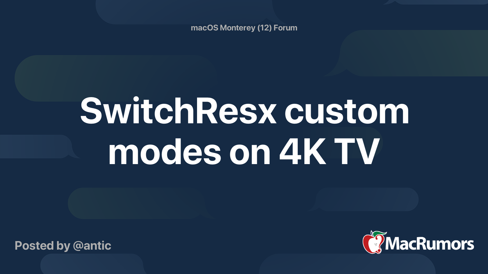 SwitchResx custom modes on 4K TV | MacRumors Forums