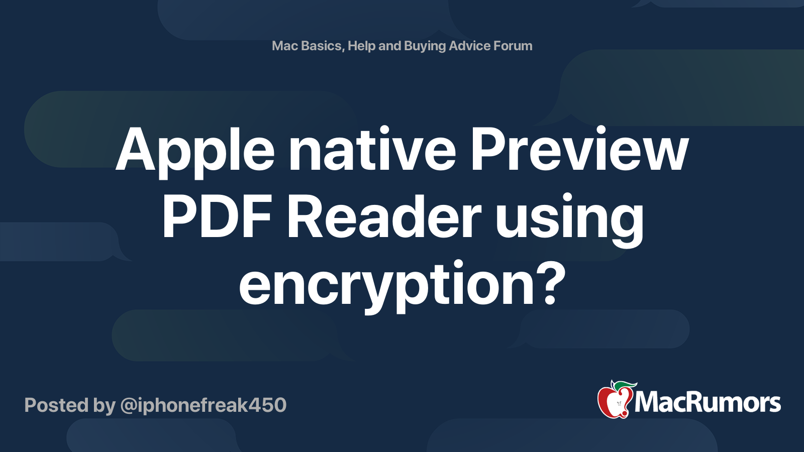 Apple native Preview PDF Reader using encryption? | MacRumors Forums