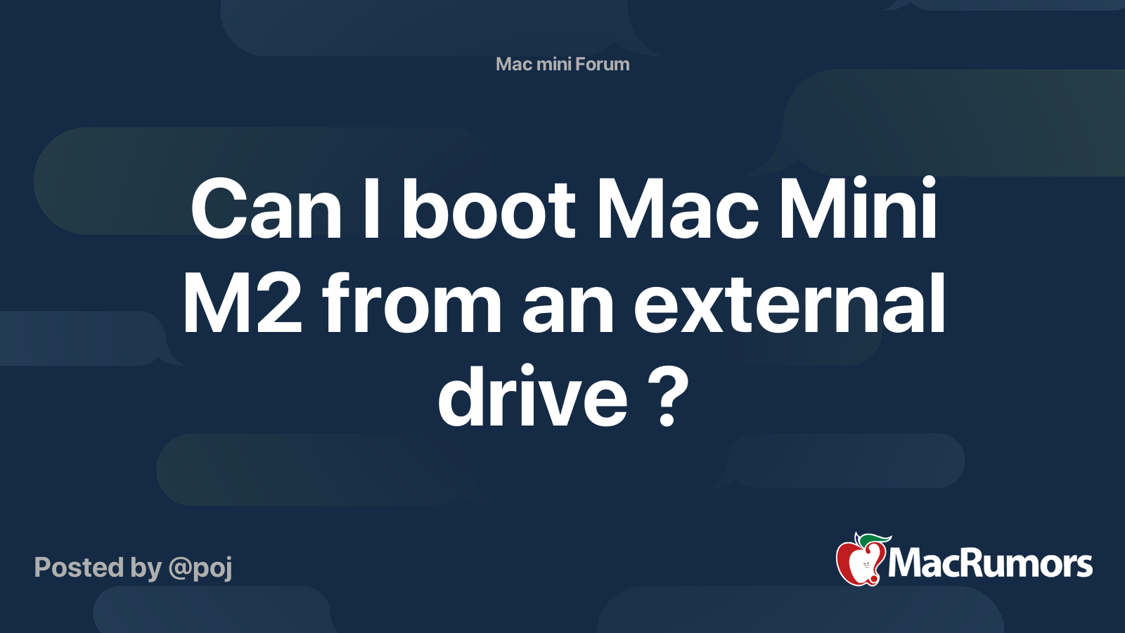 Can I boot Mac Mini M2 from an external drive ? | MacRumors Forums