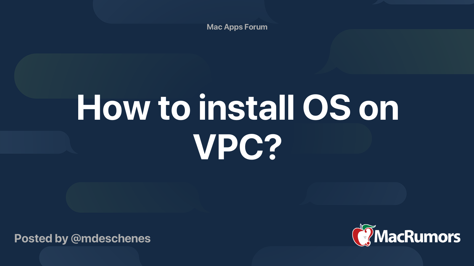 How to install OS on VPC? | MacRumors Forums