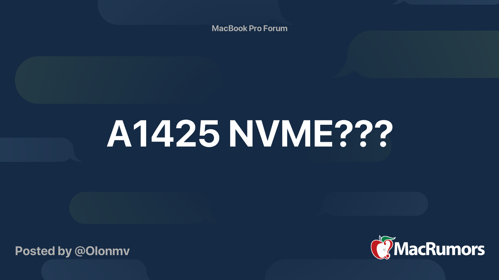 A1425 NVME??? | MacRumors Forums