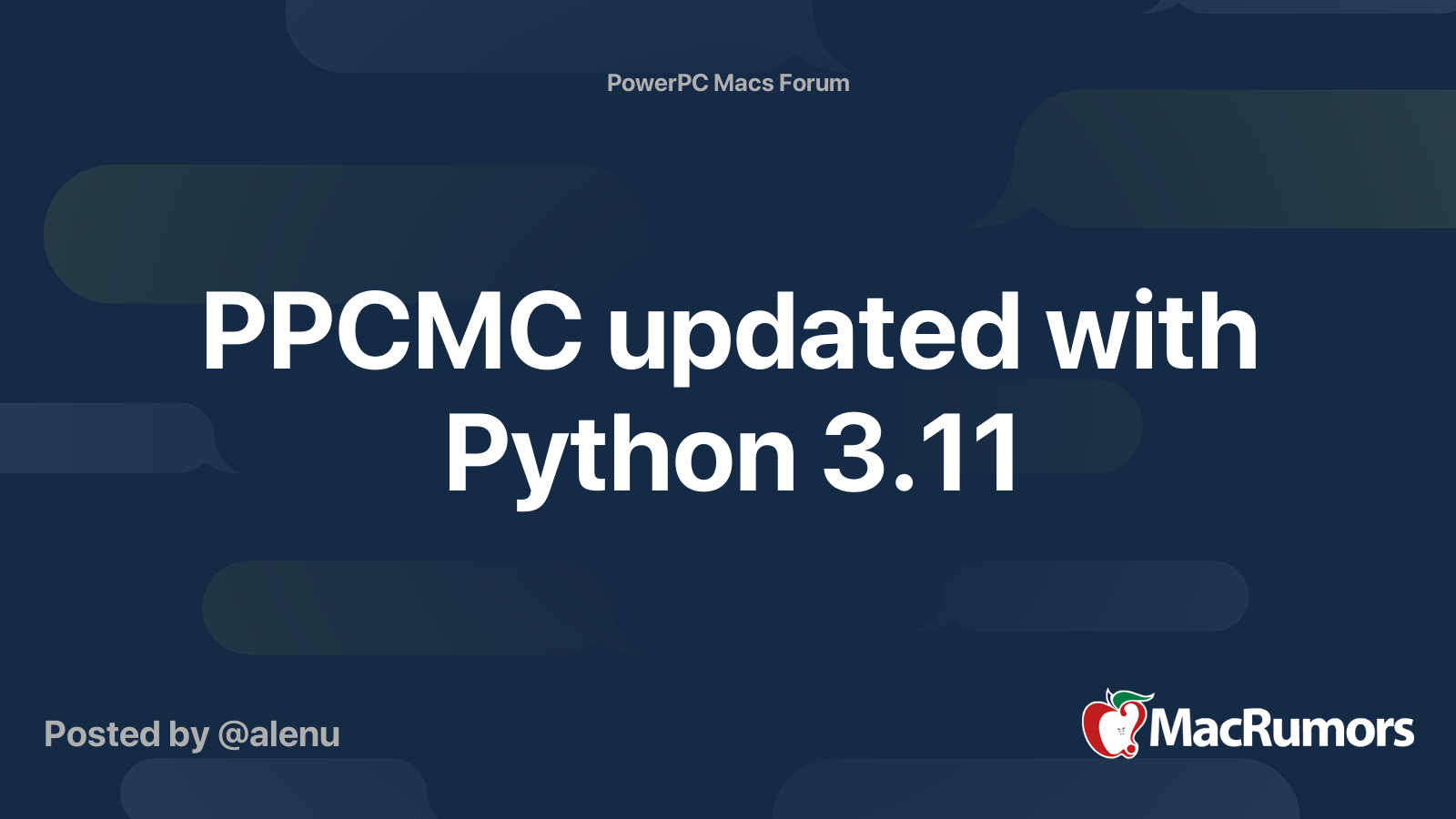 PPCMC updated with Python 3.11 | MacRumors Forums