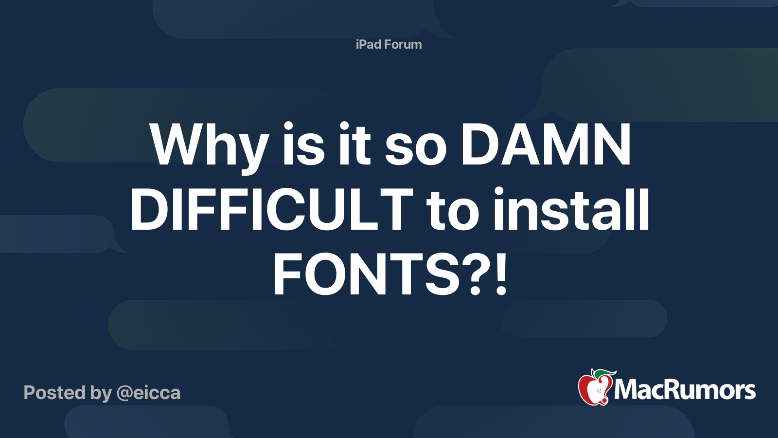 Why is it so DAMN DIFFICULT to install FONTS?! | MacRumors Forums