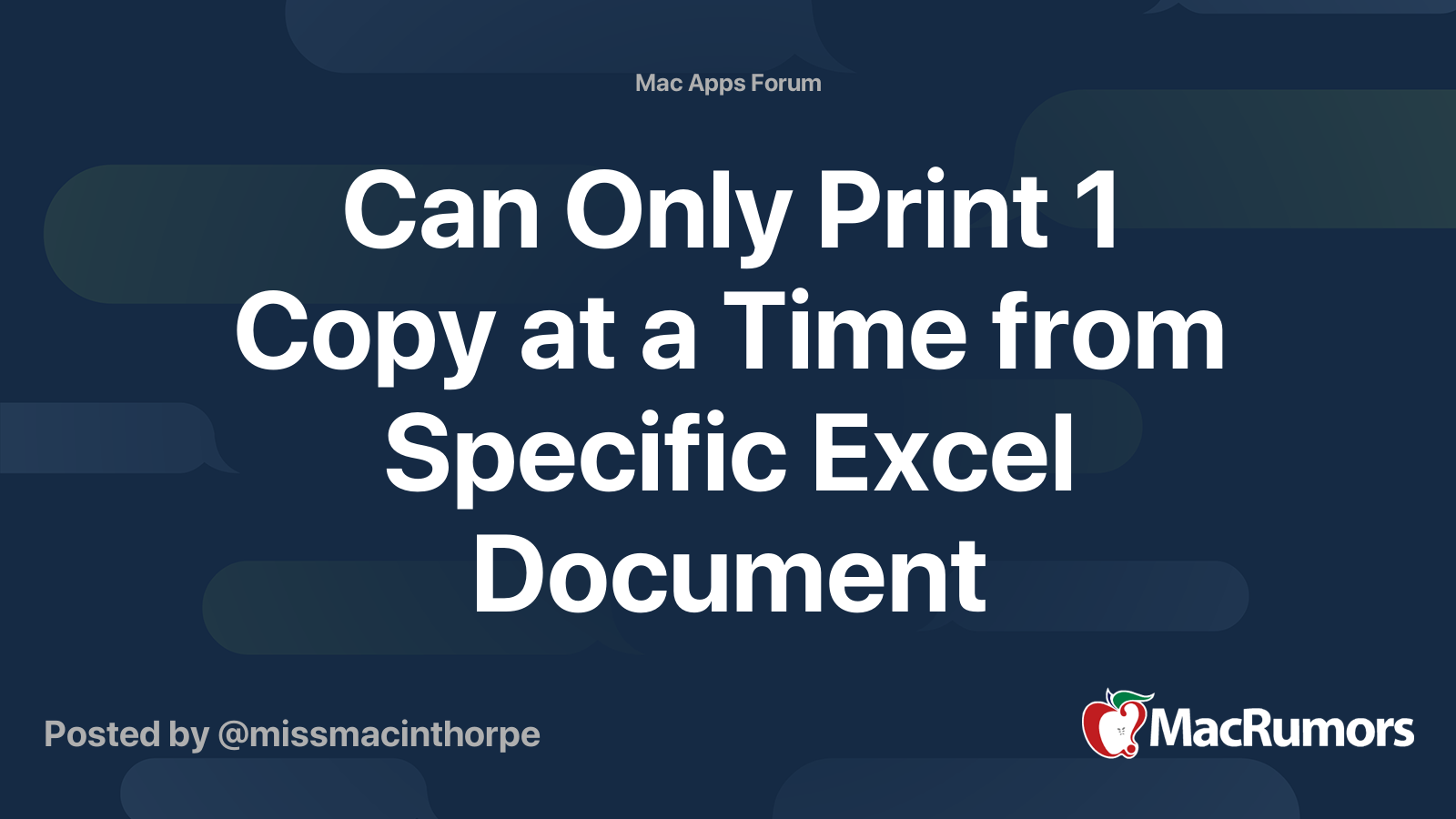 Can Only Print 1 Copy At A Time From Specific Excel Document Macrumors Forums 0331