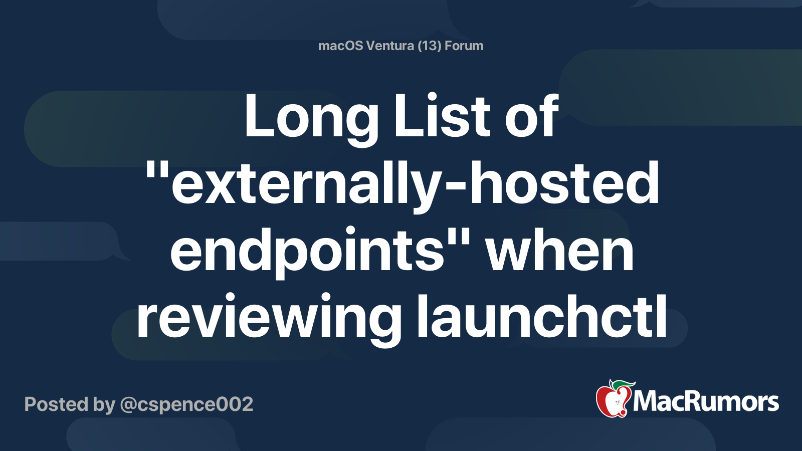 Long List Of Externally Hosted Endpoints When Reviewing Launchctl Gui Processes Macrumors Forums 