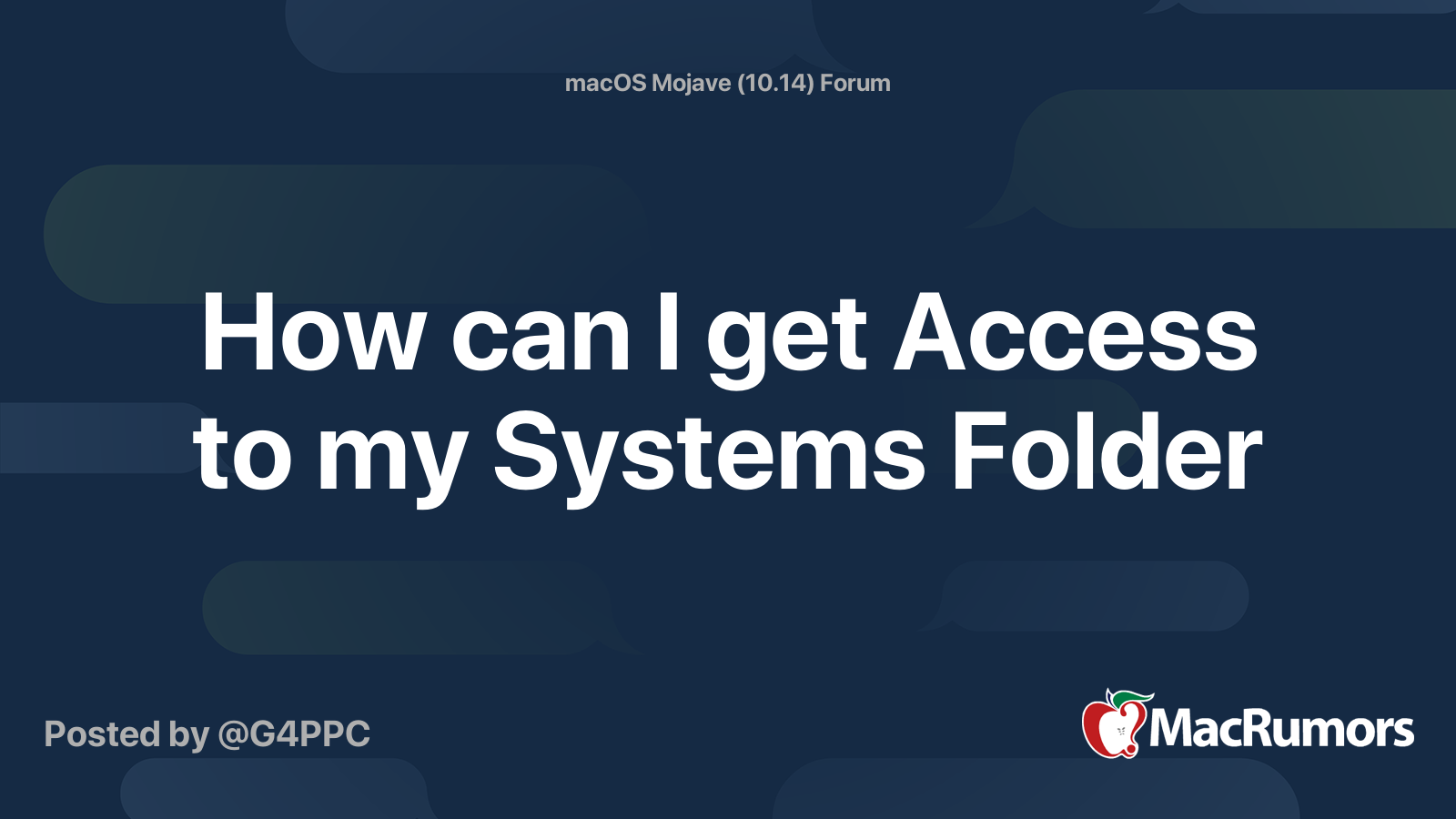 How can I get Access to my Systems Folder | MacRumors Forums