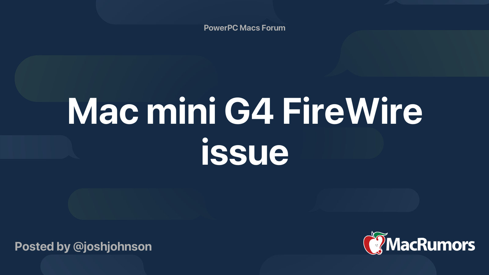 Mac mini G4 FireWire issue | MacRumors Forums