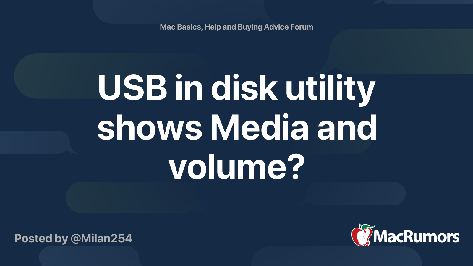 USB in disk utility shows Media and volume? | MacRumors Forums