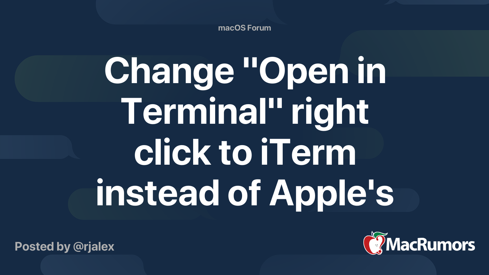 Change "Open in Terminal" right click to iTerm instead of Apple's terminal | MacRumors Forums