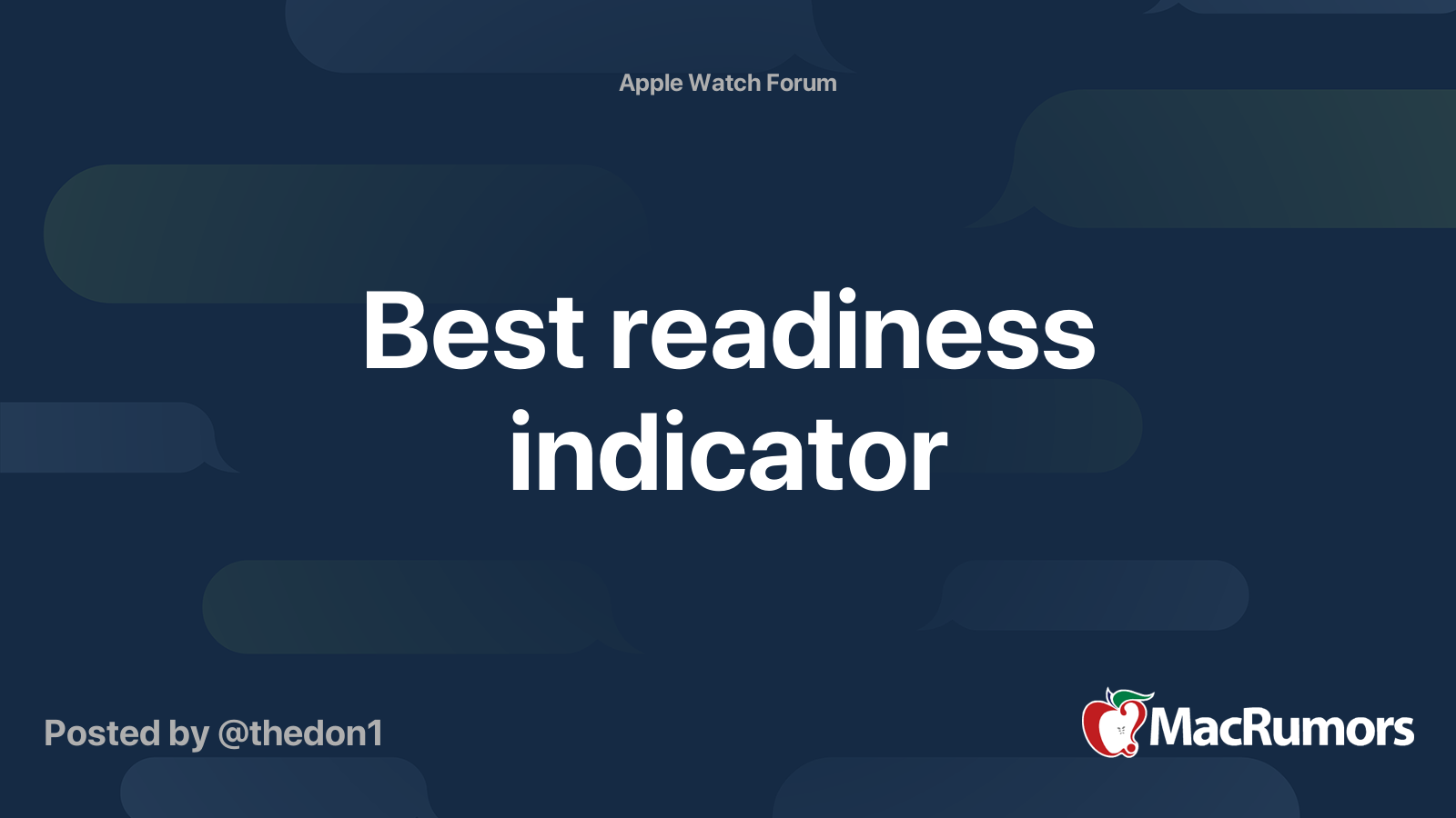 Best readiness indicator | MacRumors Forums