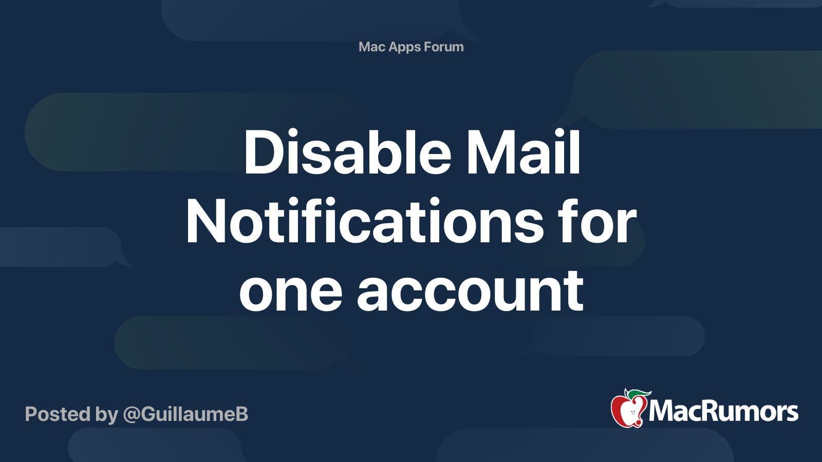 Disable Mail Notifications for one account | MacRumors Forums