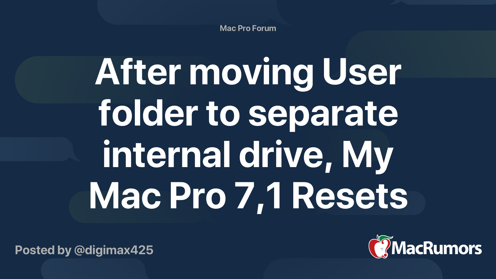 After moving User folder to separate internal drive, My Mac Pro 7,1 Resets associated apps for ...