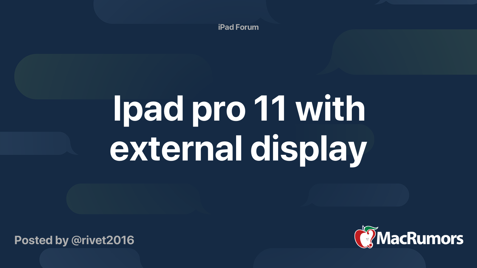 Ipad Pro 11 With External Display Macrumors Forums