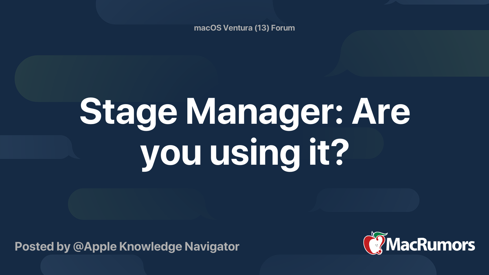 Stage Manager: Are you using it? | MacRumors Forums