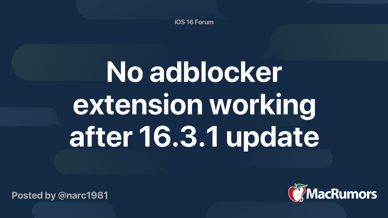 No adblocker extension working after 16.3.1 update | MacRumors Forums