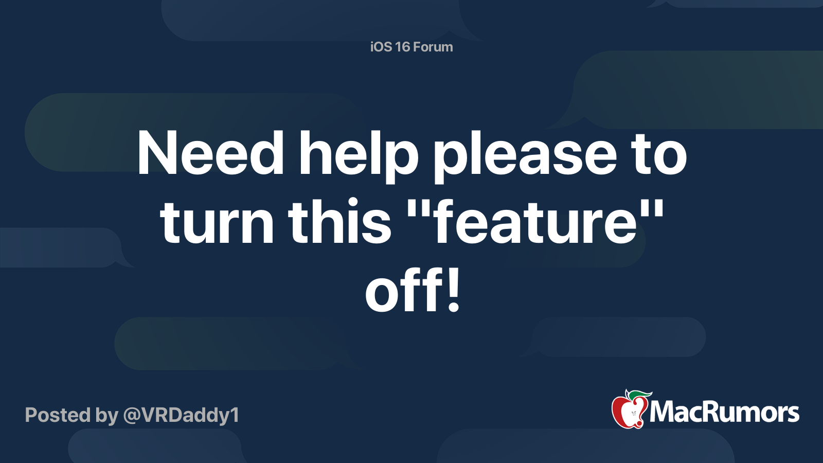 Need help please to turn this "feature" off! | MacRumors Forums