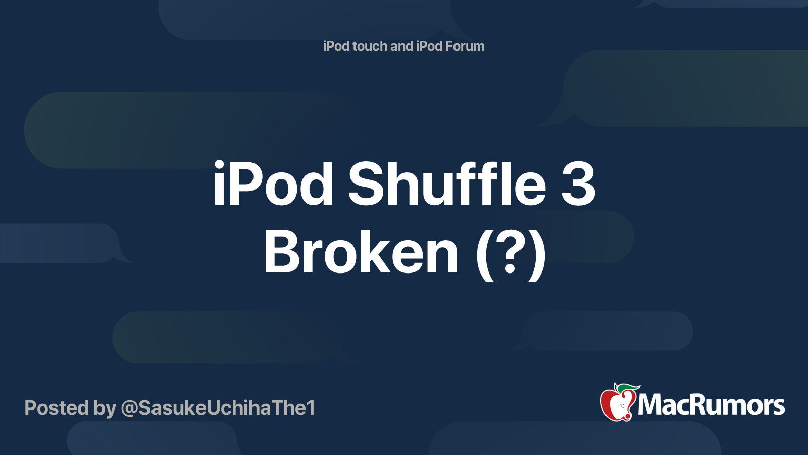 iPod Shuffle 3 Broken (?) | MacRumors Forums