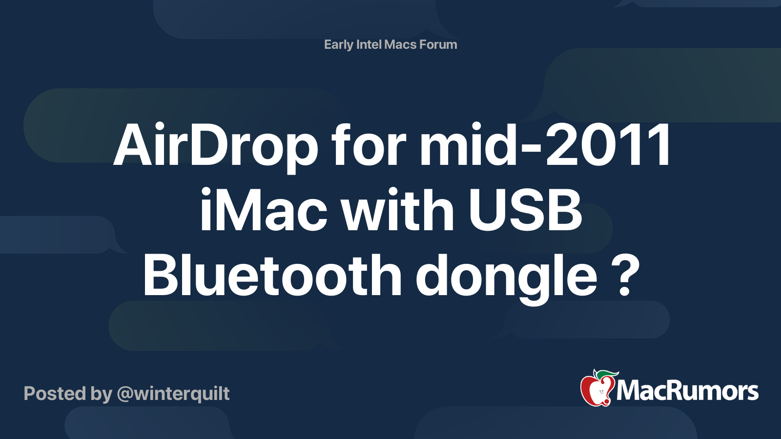 AirDrop for mid-2011 iMac with USB Bluetooth dongle ? | MacRumors Forums