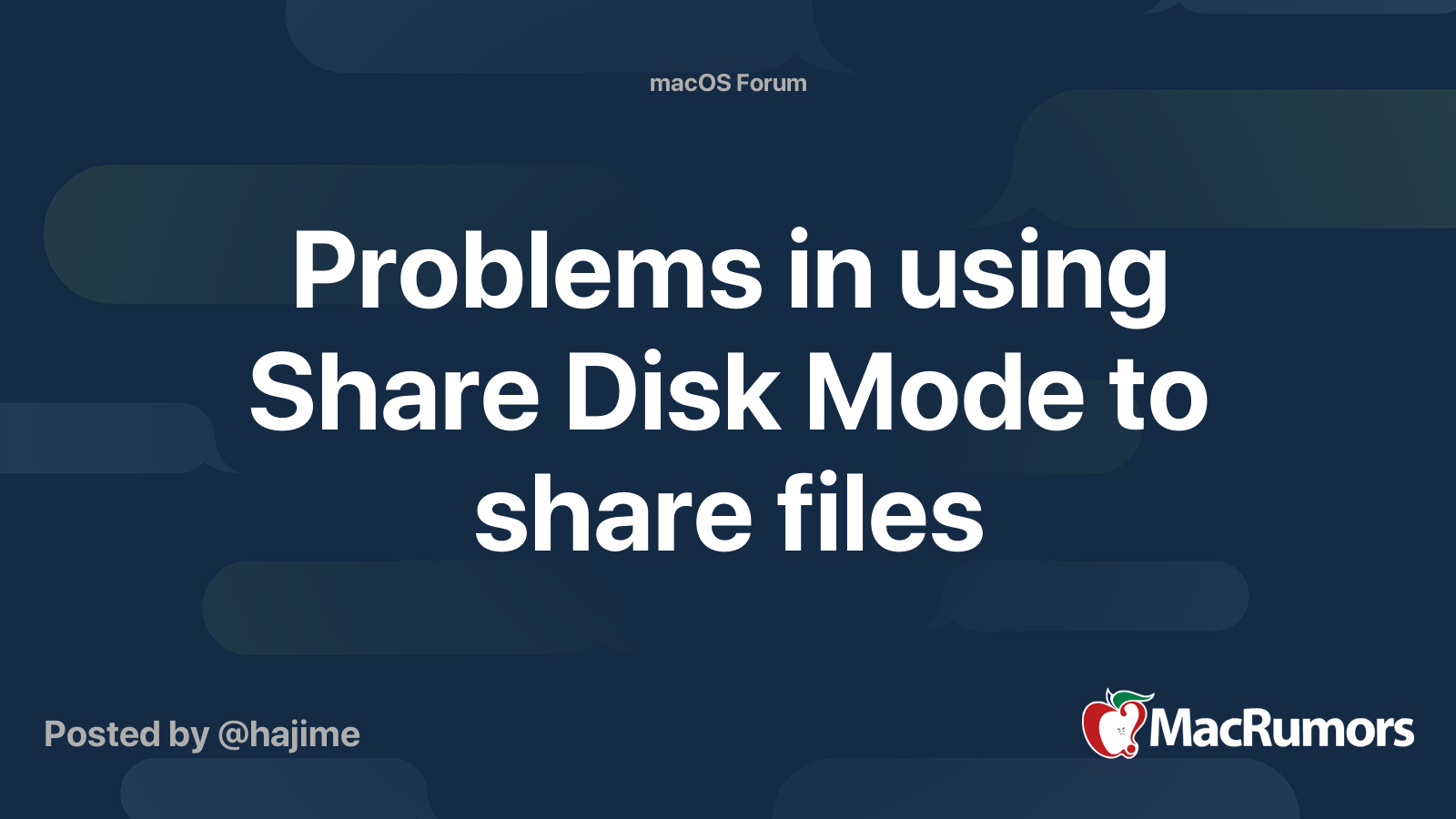 Problems in using Share Disk Mode to share files | MacRumors Forums