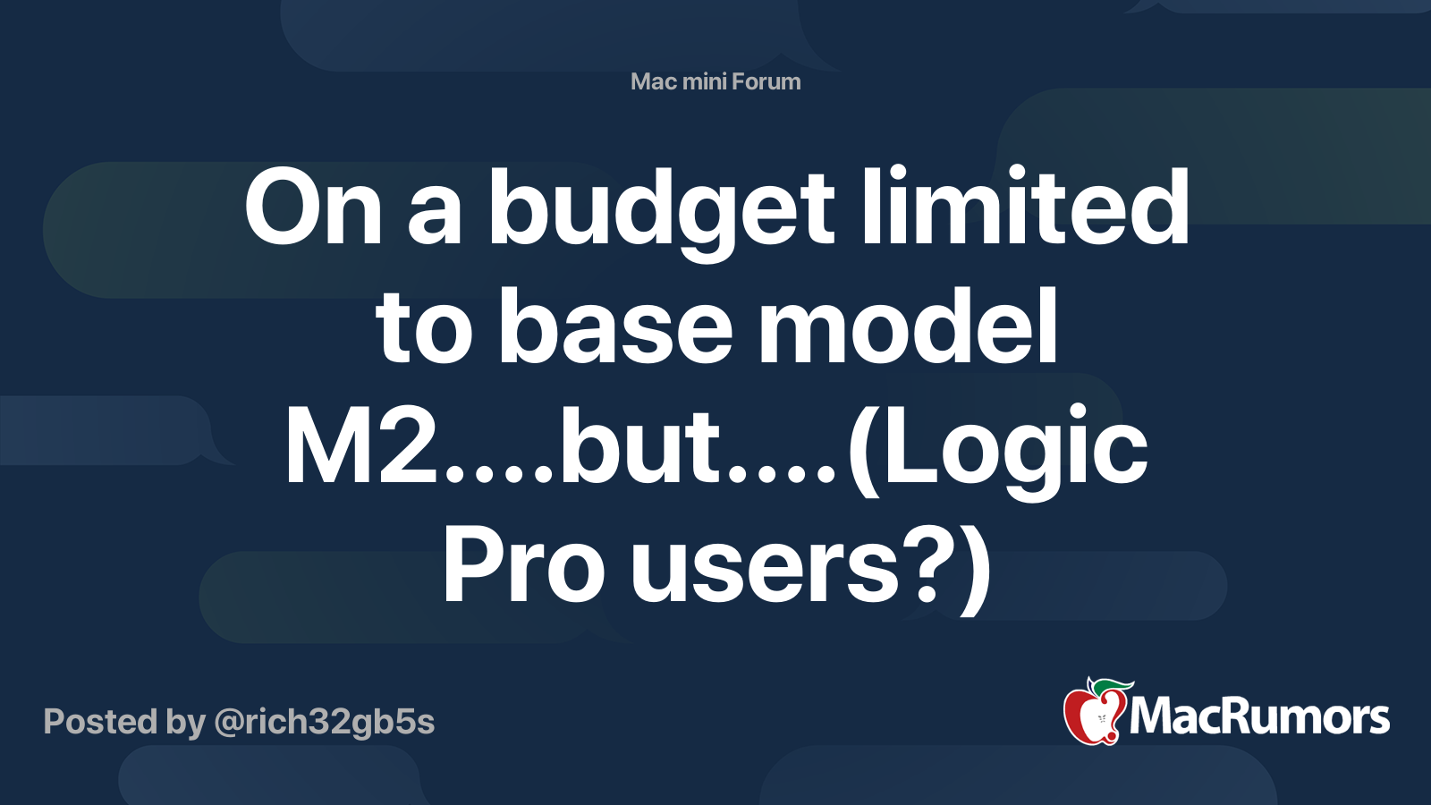On a budget limited to base model M2....but....(Logic Pro users ...