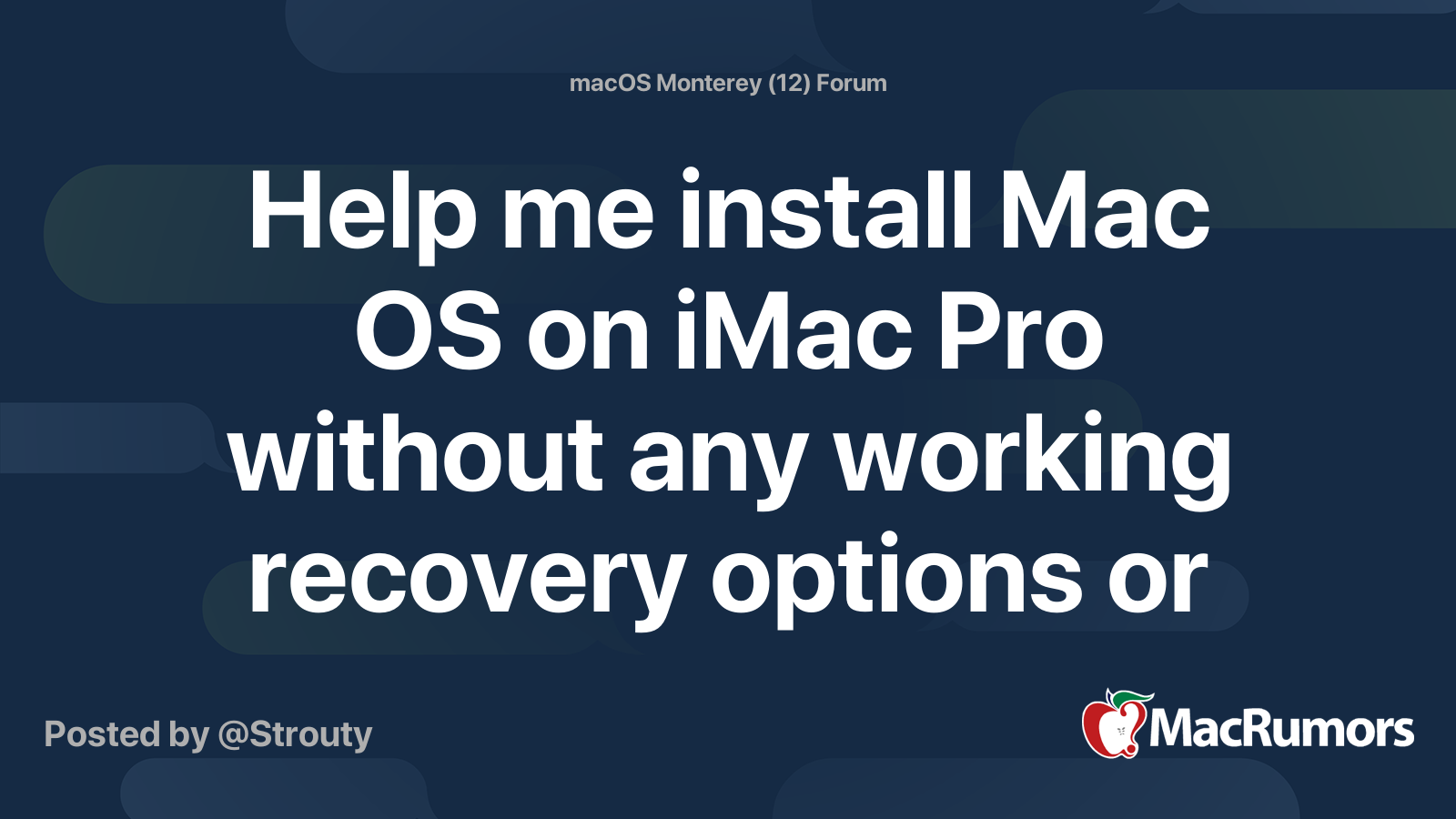 Help me install Mac OS on iMac Pro without any working recovery options or keyboard command ...