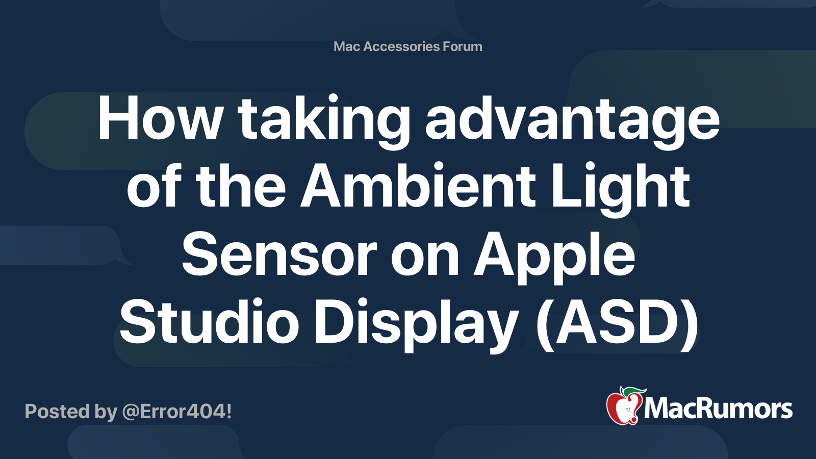 How taking advantage of the Ambient Light Sensor on Apple Studio ...