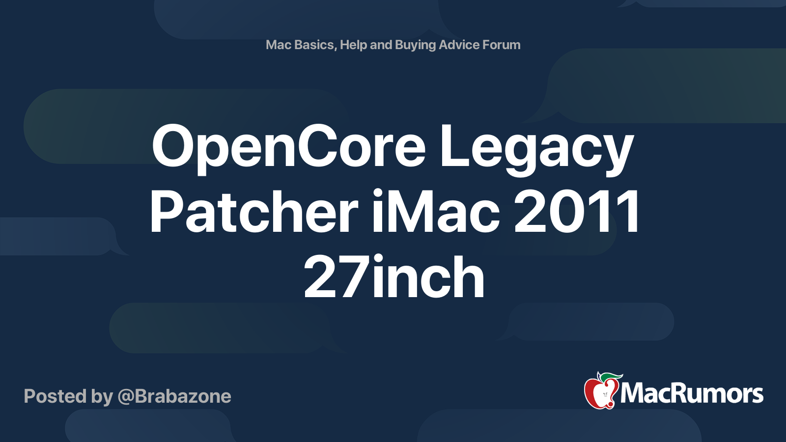 OpenCore Legacy Patcher iMac 2011 27inch | MacRumors Forums