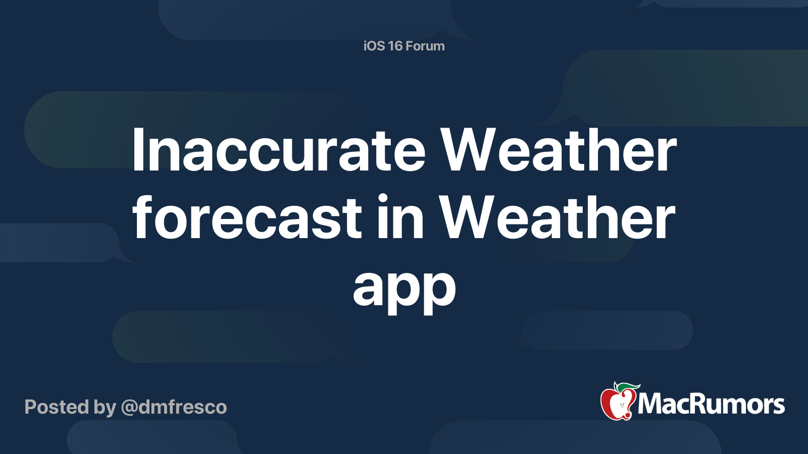 Inaccurate Weather Forecast In Weather App Macrumors Forums