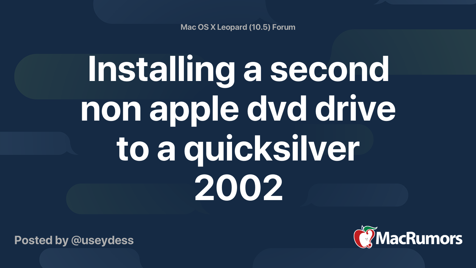 Installing a second non apple dvd drive to a quicksilver 2002 | MacRumors Forums