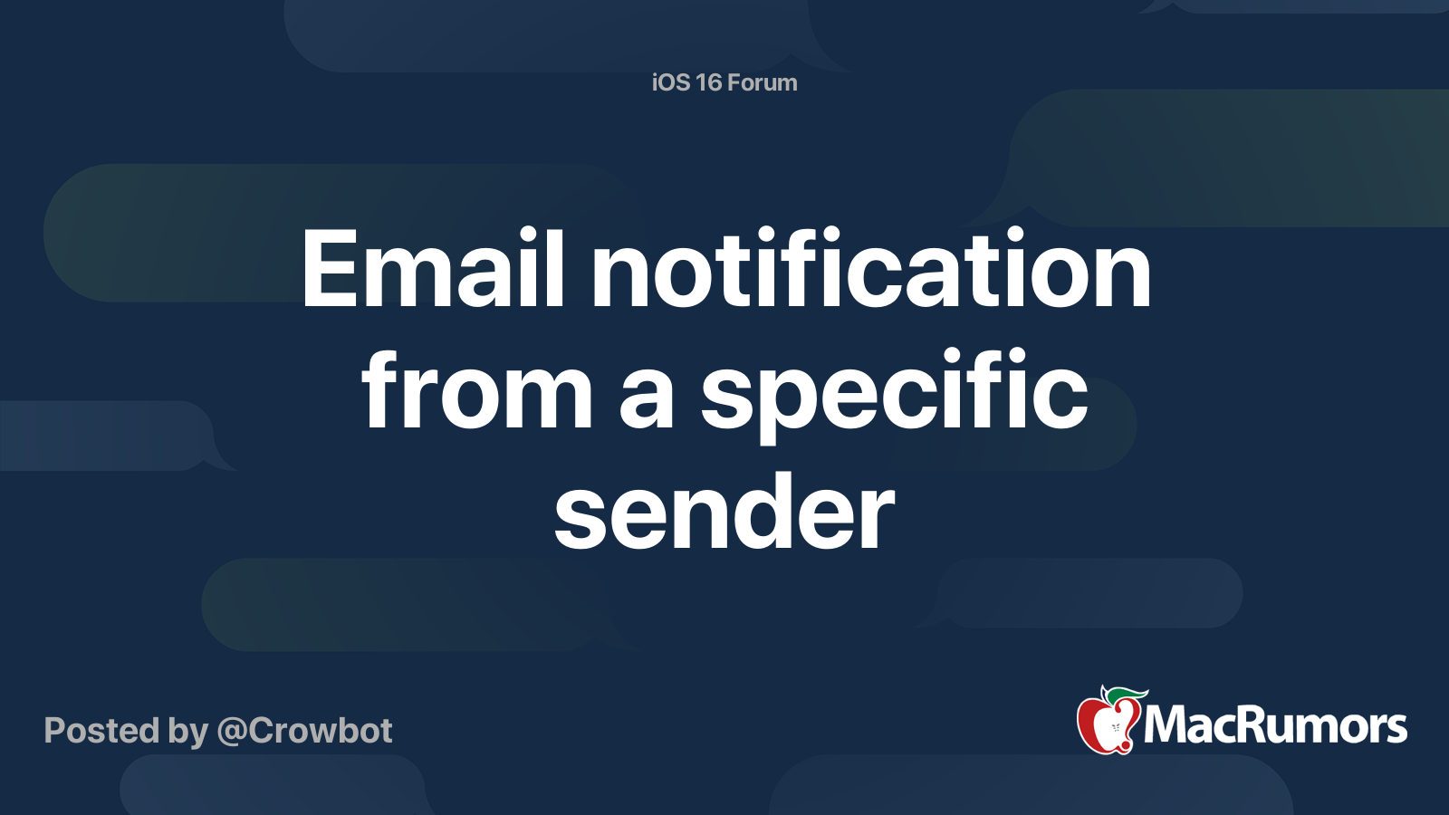 Email notification from a specific sender | MacRumors Forums