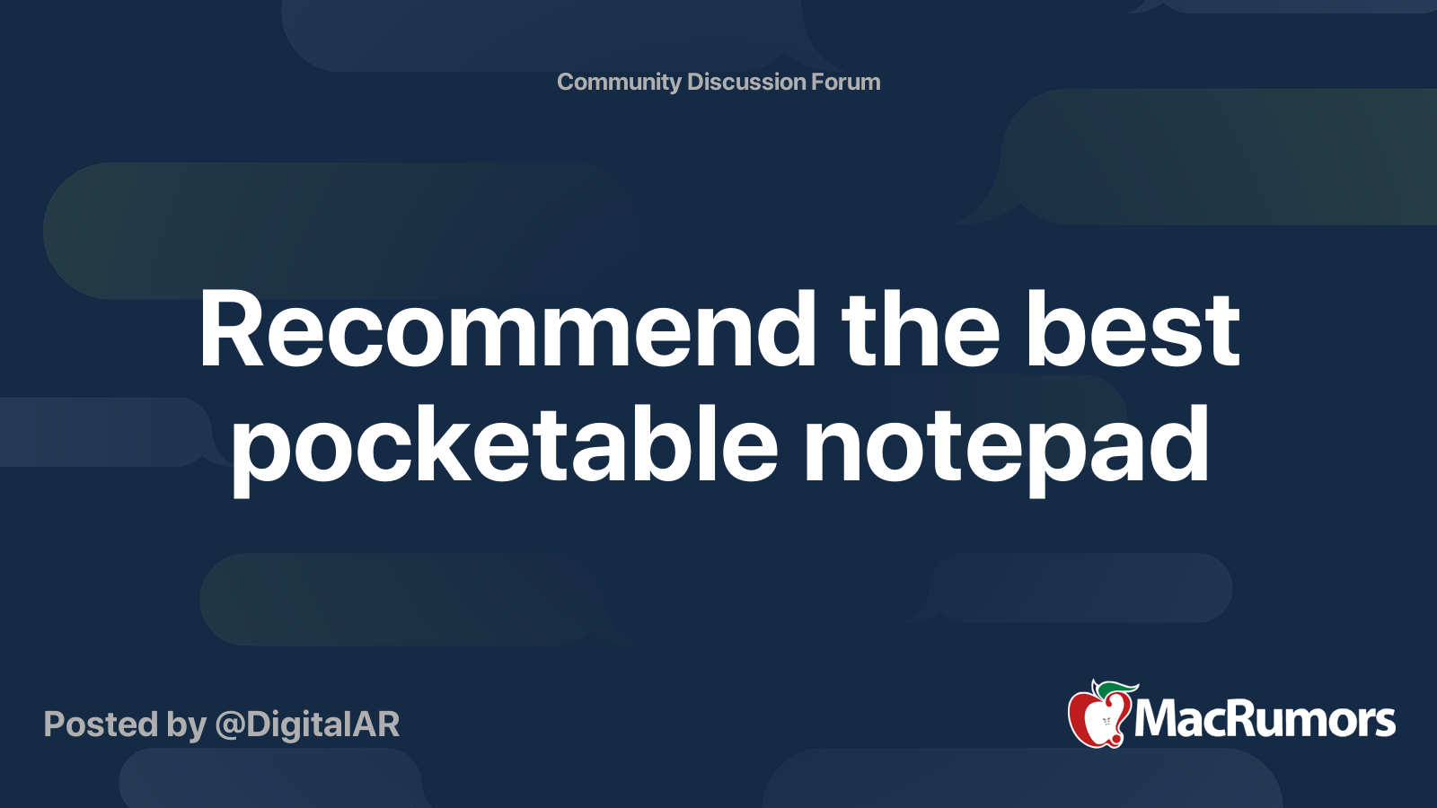 Recommend the best pocketable notepad | MacRumors Forums