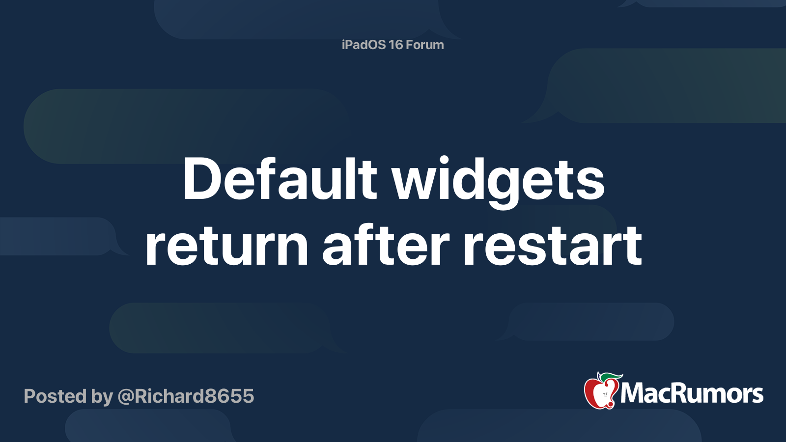 Default widgets return after restart | MacRumors Forums