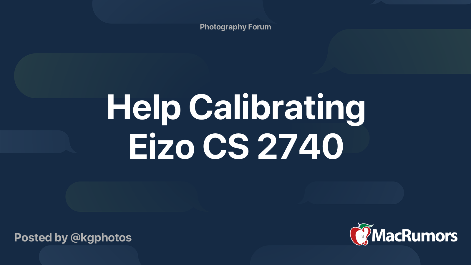 Help Calibrating Eizo CS 2740 | MacRumors Forums
