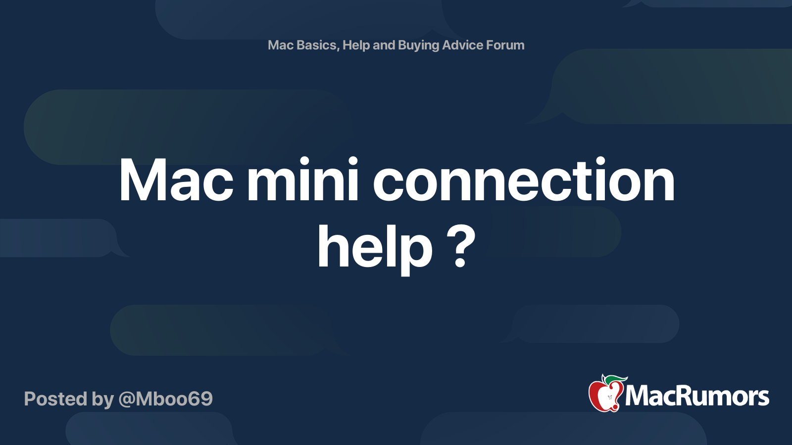 Mac mini connection help ? | MacRumors Forums