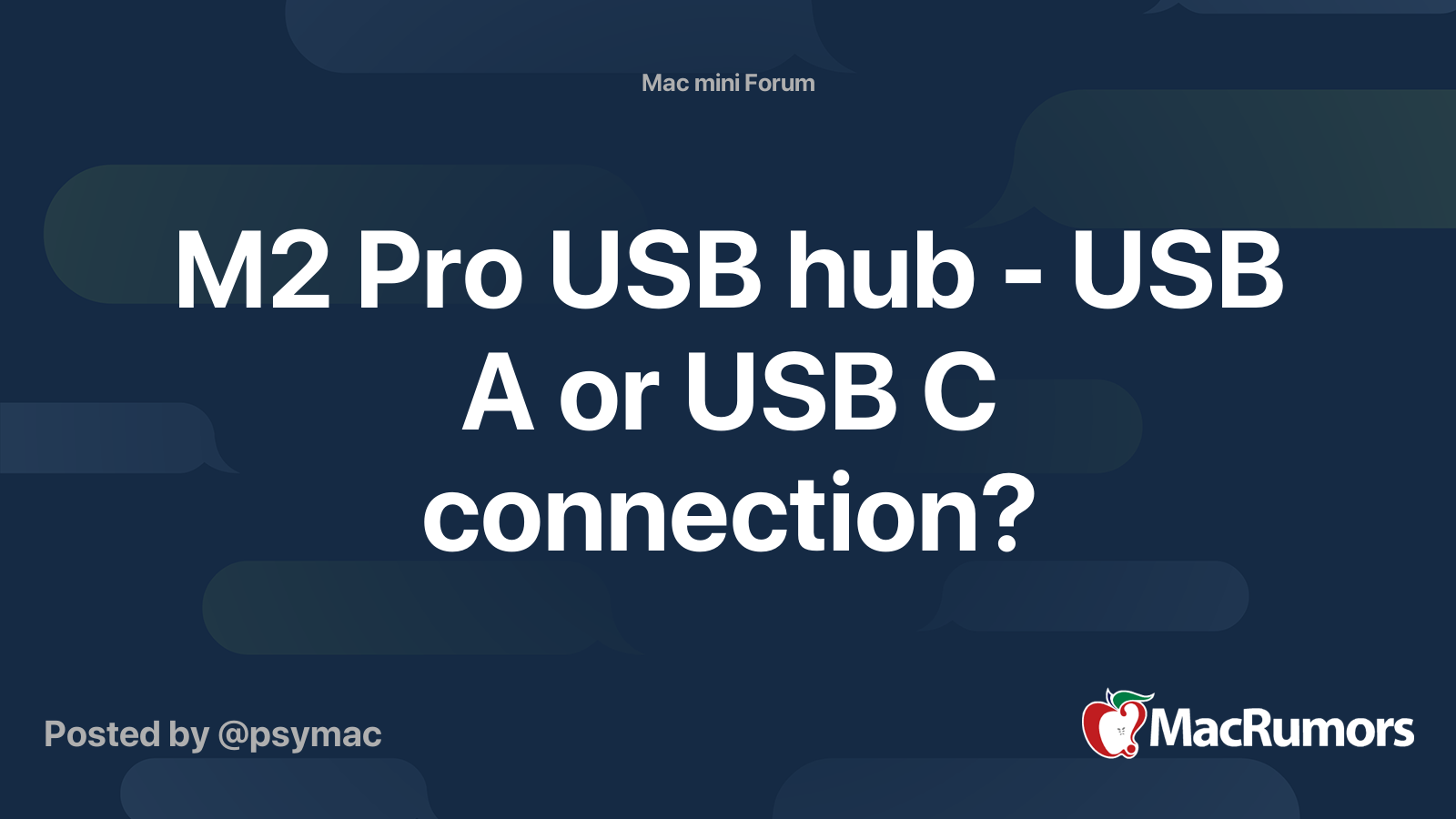 M2 Pro USB hub - USB A or USB C connection? | MacRumors Forums