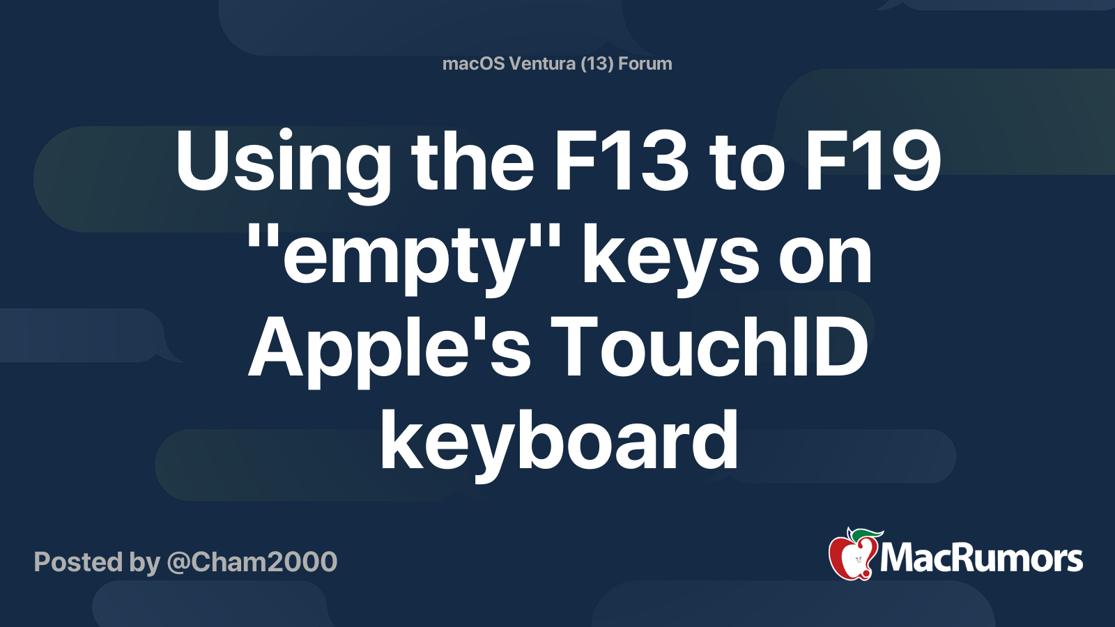Using the F13 to F19 "empty" keys on Apple's TouchID keyboard | MacRumors Forums